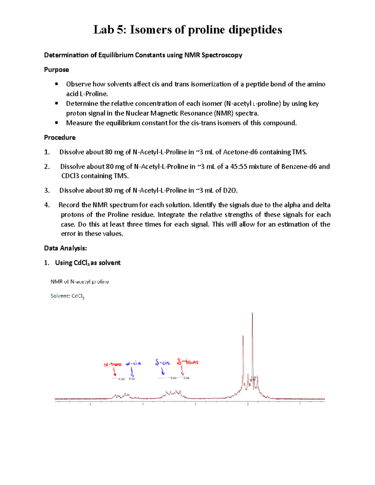 Lab 5 Isomers of proline dipeptide - Determination of Equilibrium ...