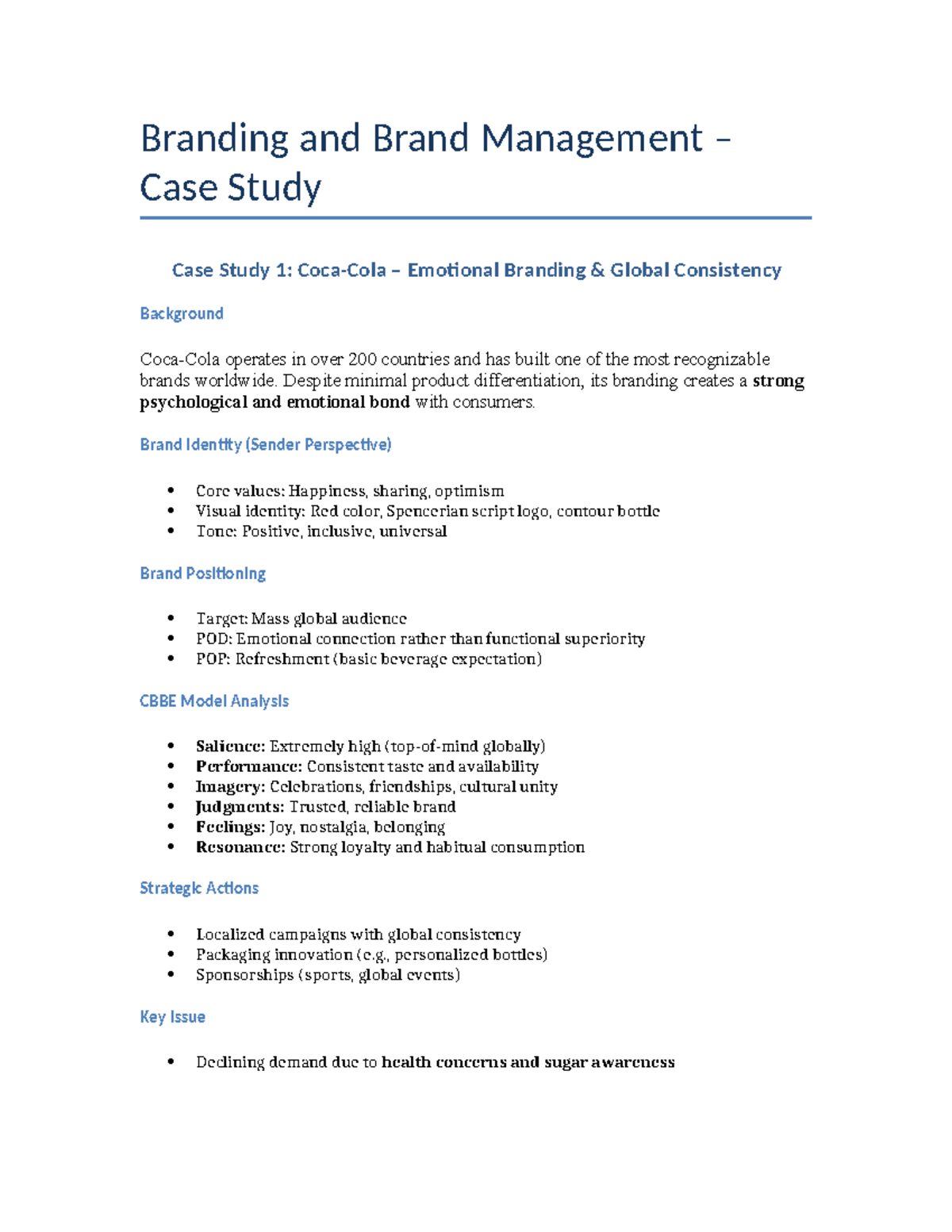 Chapter 7 Branding Case Study: Coca-Cola's Emotional Branding Strategy ...