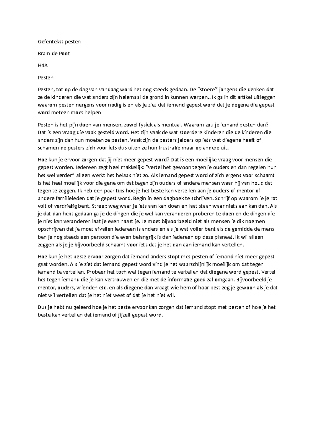 Oefentekst over Pesten - Uitleg en Tips voor Hulpverlening - Studeersnel