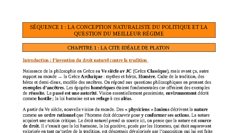 Histoire des Idées Politiques - Chapitre 1 : La Cité Idéale de Platon ...