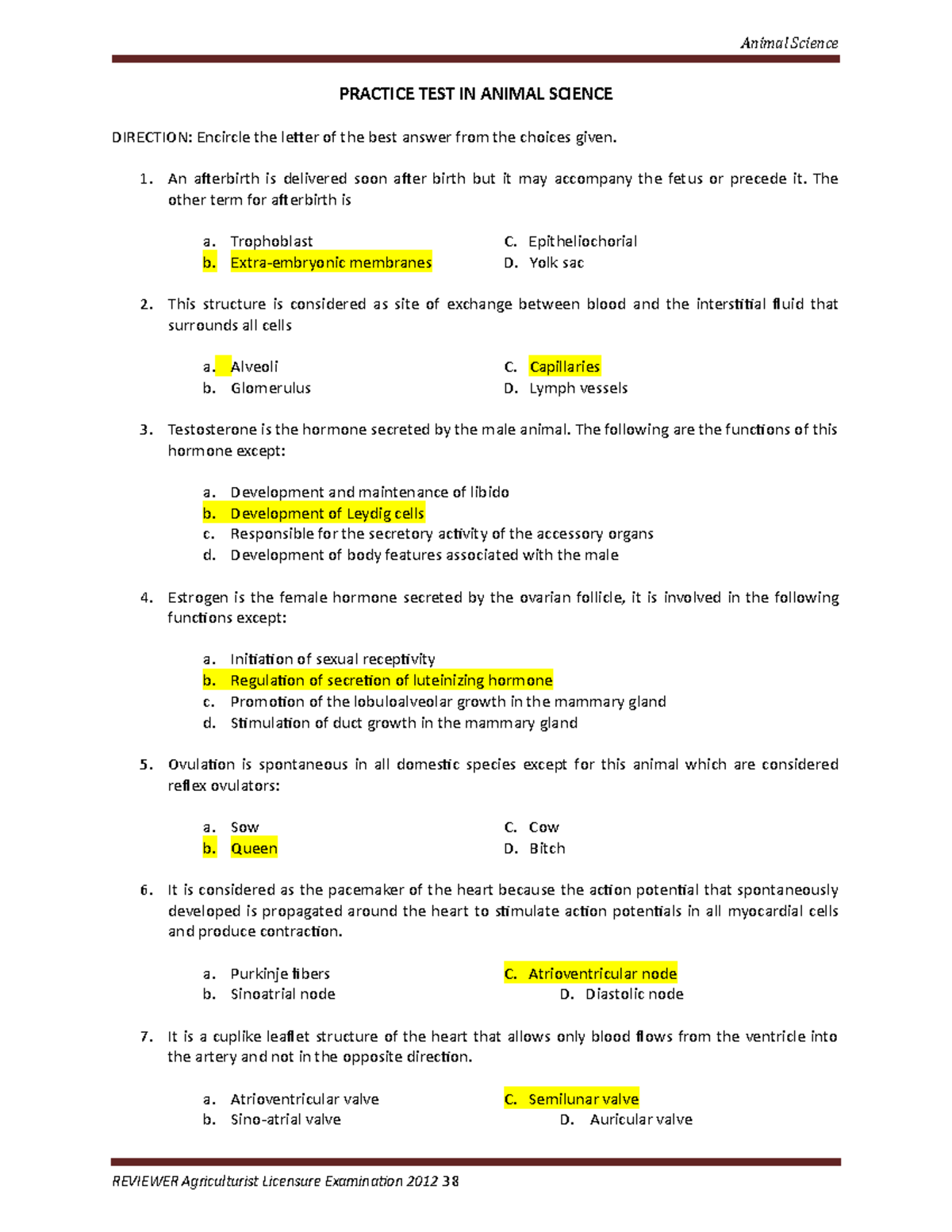 Ansci - Practice Test in Animal Science: Essential Questions & Answers ...