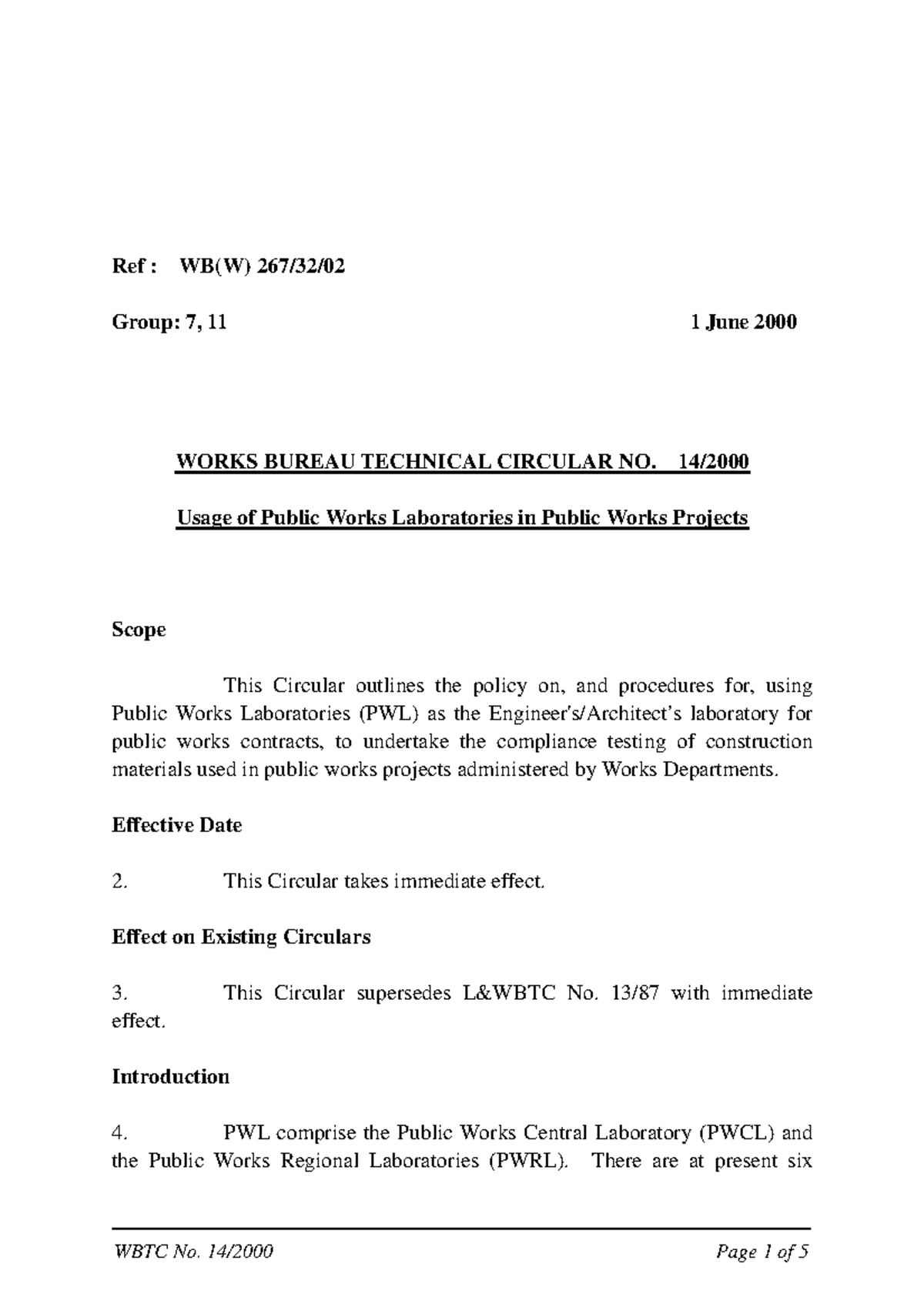 WB14 2000 - Technical Circular on Public Works Laboratories - Studocu
