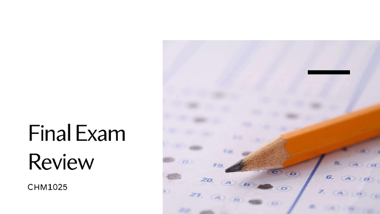 Final Exam Review CHM1025: Significant Figures & Stoichiometry - Studocu