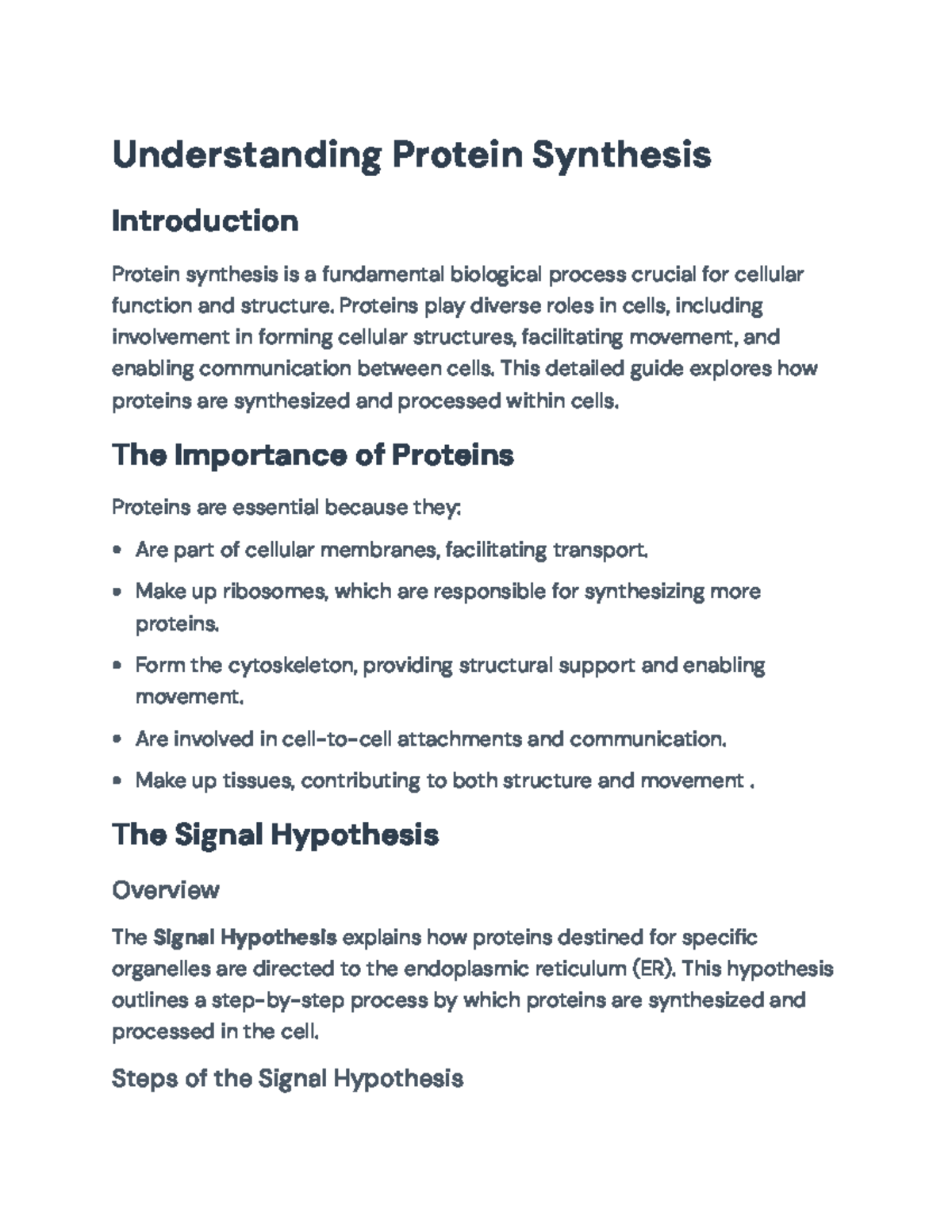 Understanding Protein Synthesis: Signal Hypothesis in Detail (Bio 101 ...