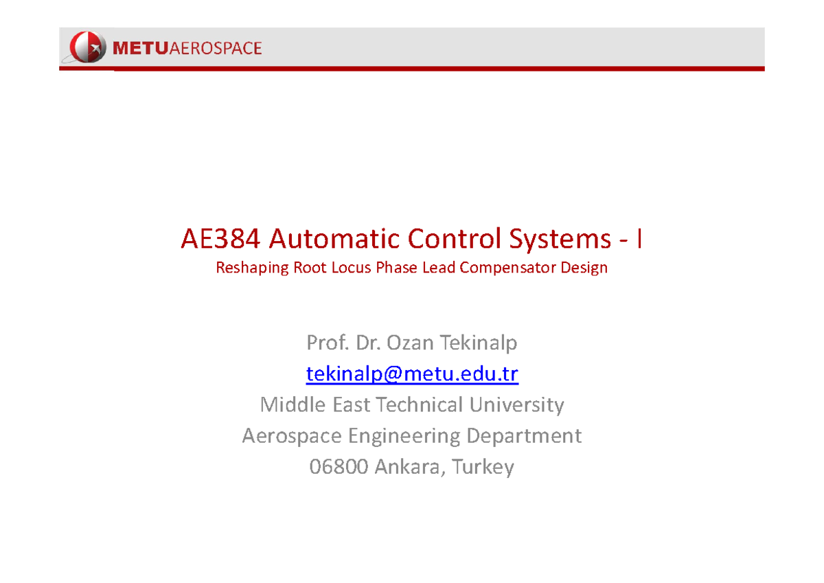 7 Phase Lead Design CN2 - AE384 Automatic Control Systems - I Reshaping ...