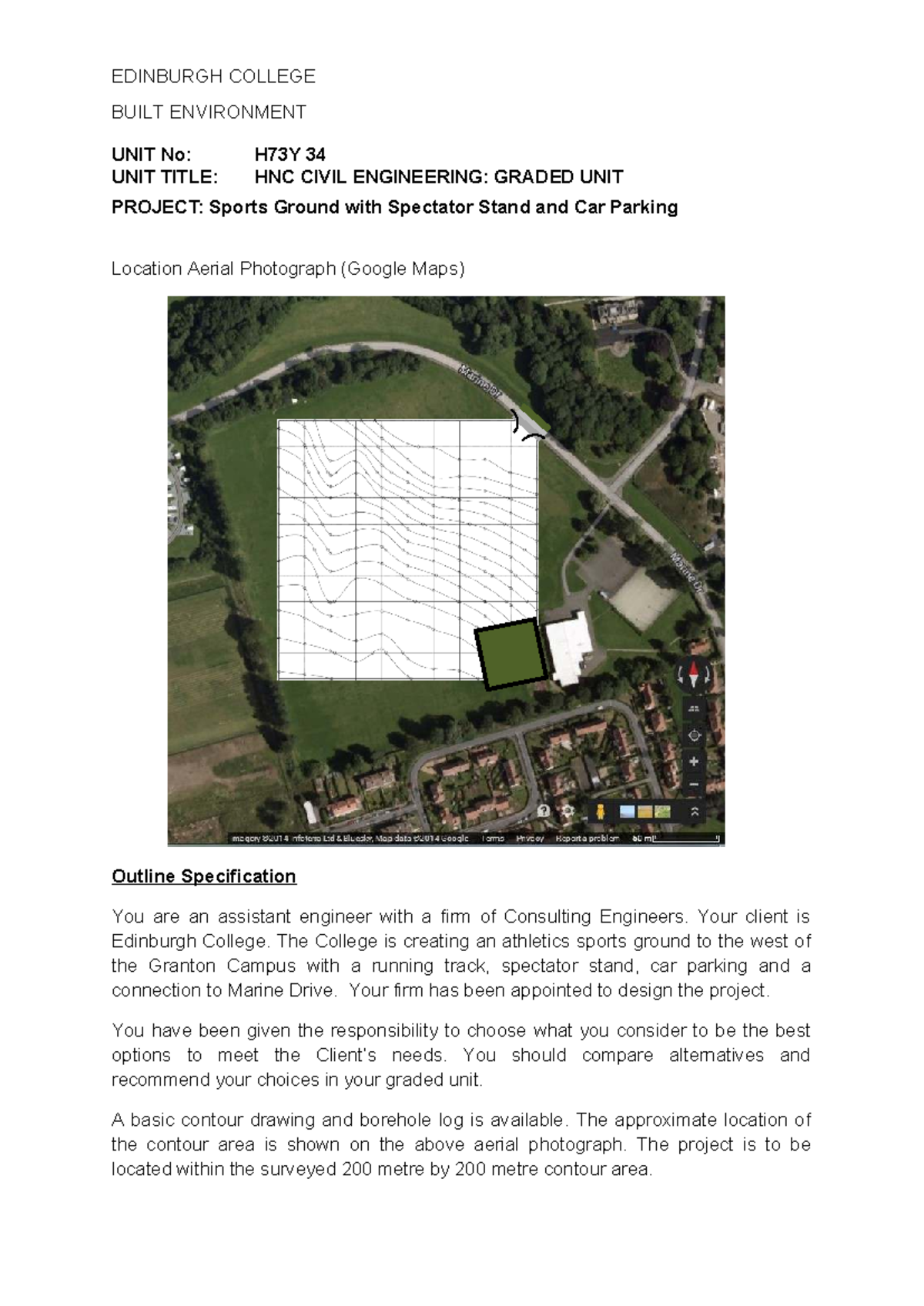 H73Y 34 HNC Civil Engineering Graded Unit: Sports Ground Design Project ...