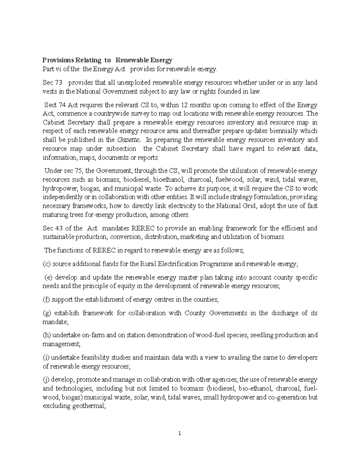 Energy Law Handout 6: Provisions on Renewable Energy & Efficiency - Studocu