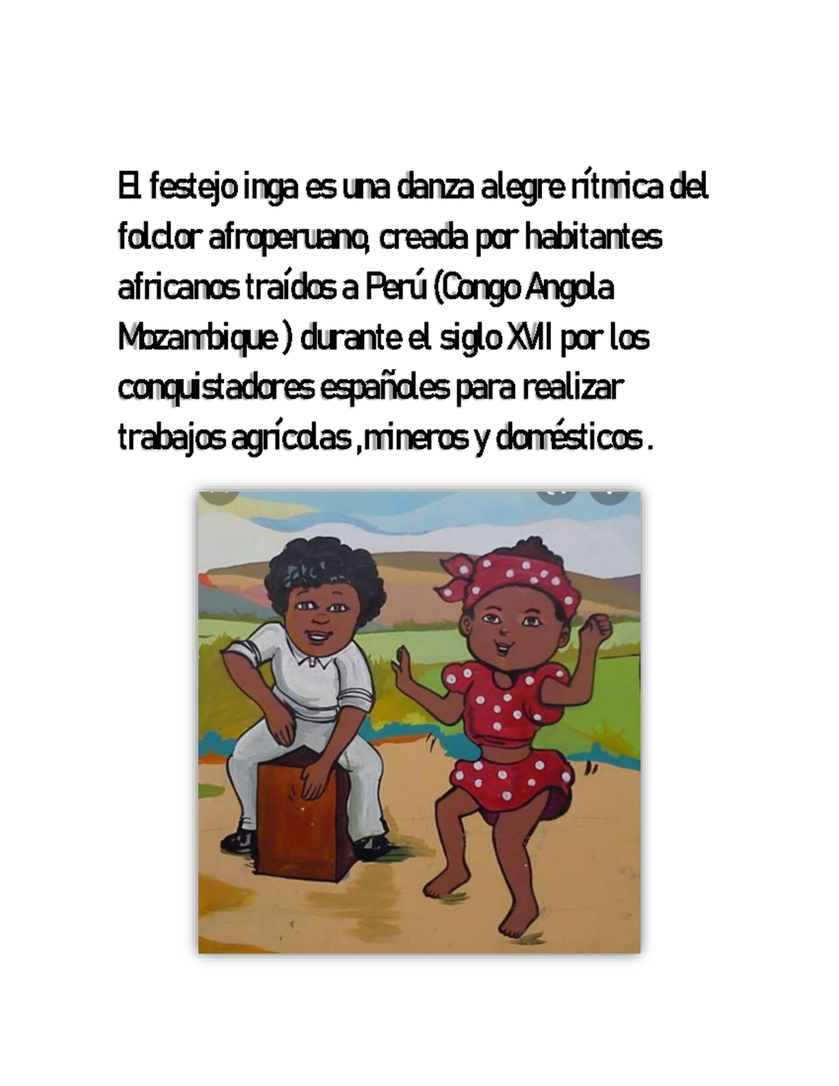 Festejo Inga: Danza Alegre del Folclore Afroperuano y su Historia - Studocu