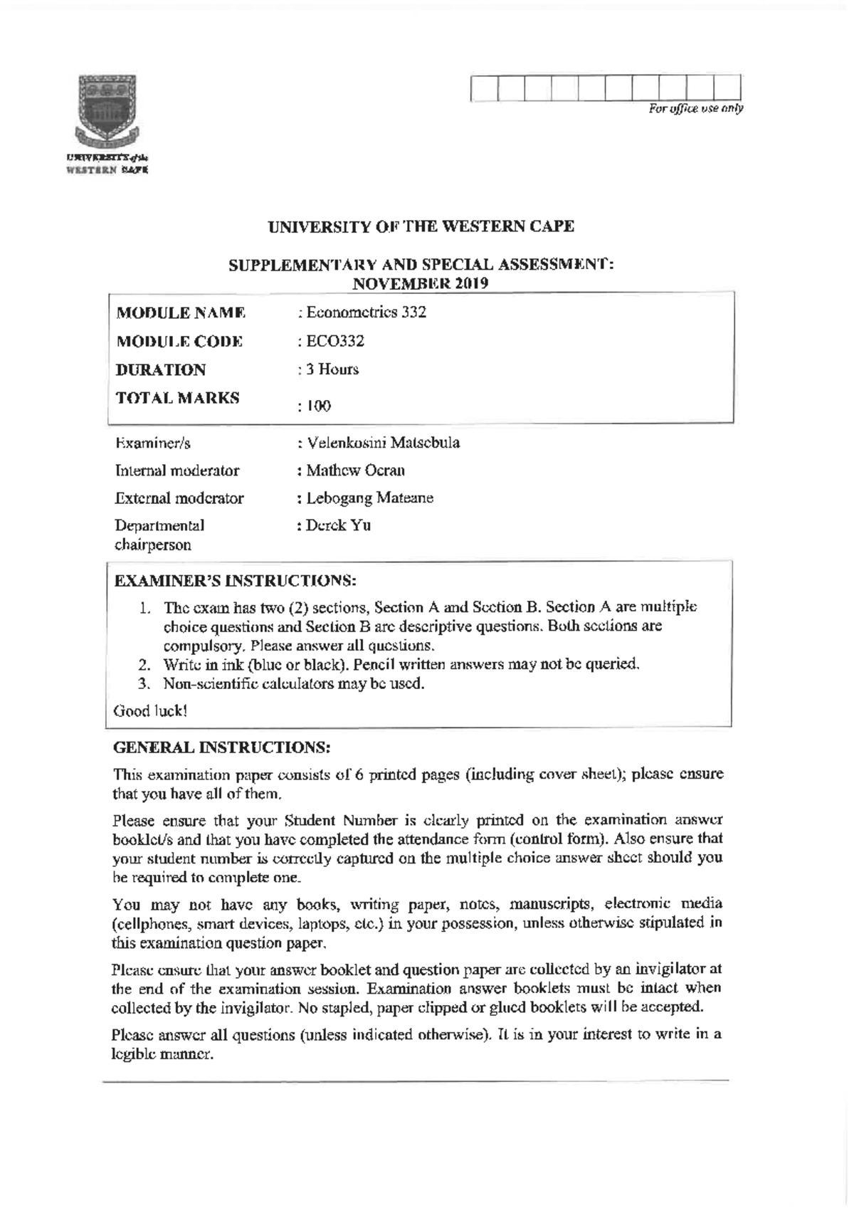 ECO332 Past Exam Papers - 2019 Summer Semester (11) - Studocu