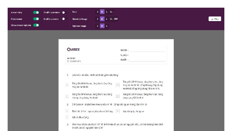 Android Quizizz Answer Key - 51 Questions - Studocu