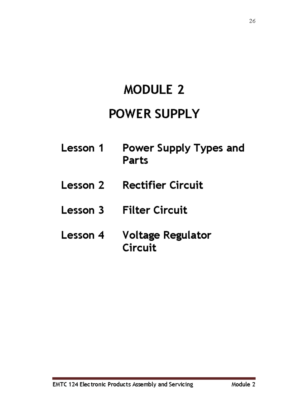 Module 2 EMTC124 - Power Supply: Lessons on Types & Circuits - Studocu