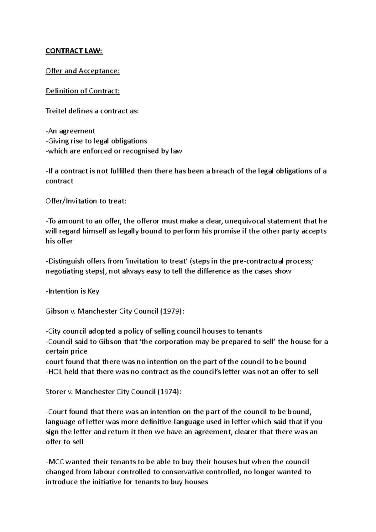 Contract Law Formation and Vitiation Updated - CONTRACT LAW: Offer and ...