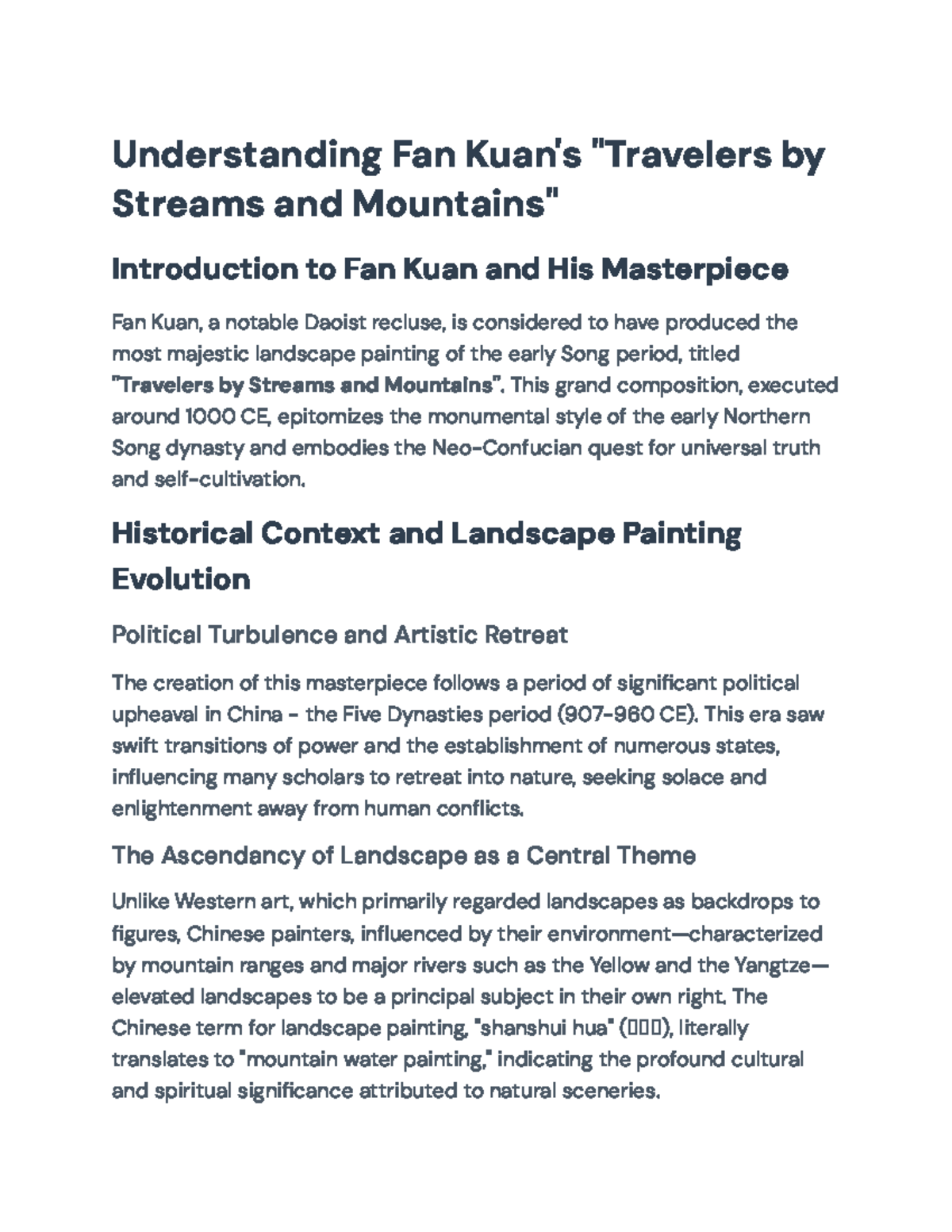 Analysis of Fan Kuan's "Travelers by Streams and Mountains": Art ...