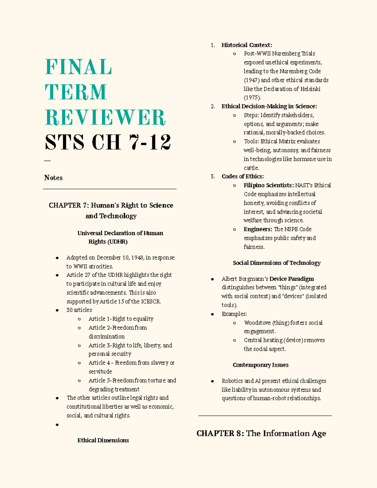 STS Chapters 7-12: Ethical Standards, Biodiversity, and Climate Change ...
