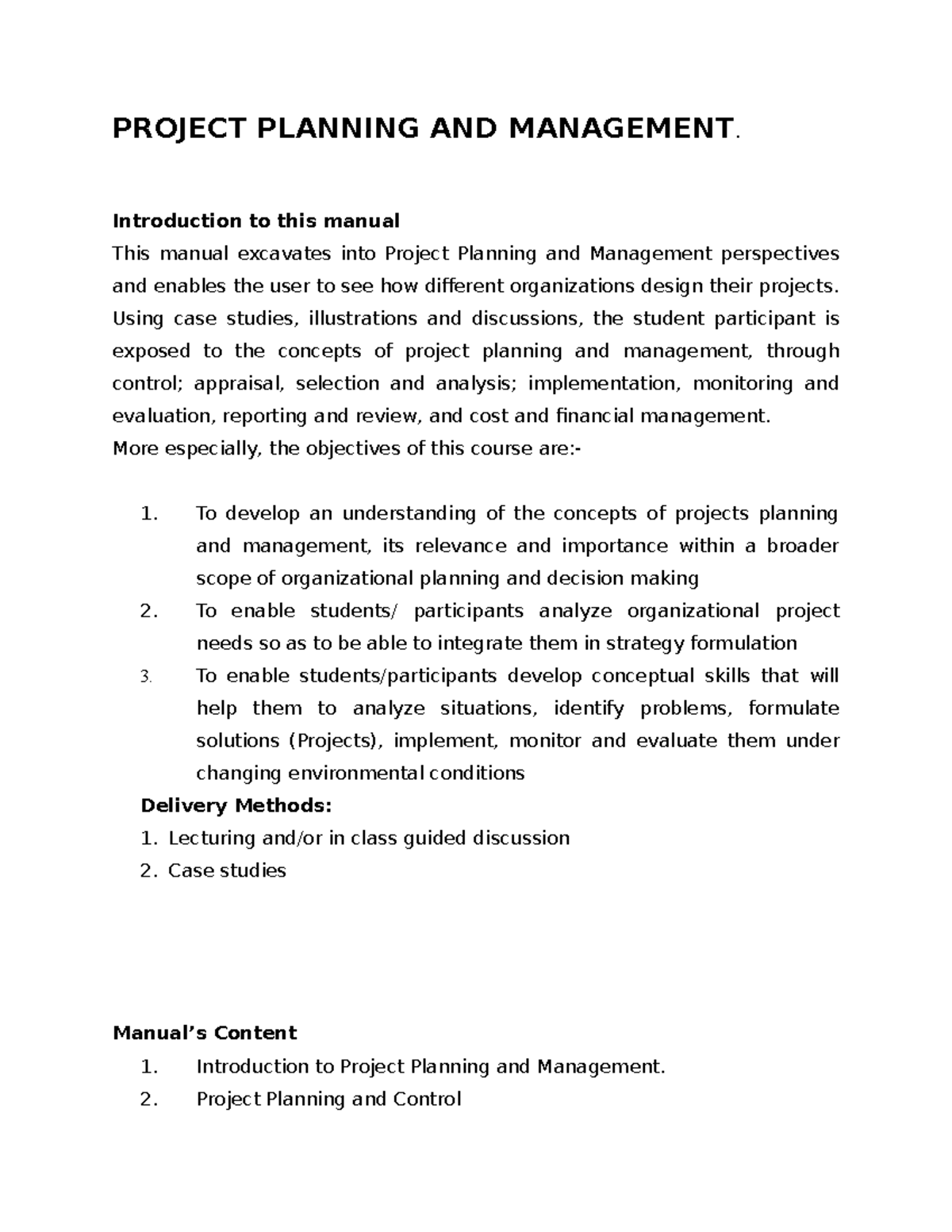 Project Planning and Management (PMT 101): A Comprehensive Guide - Studocu