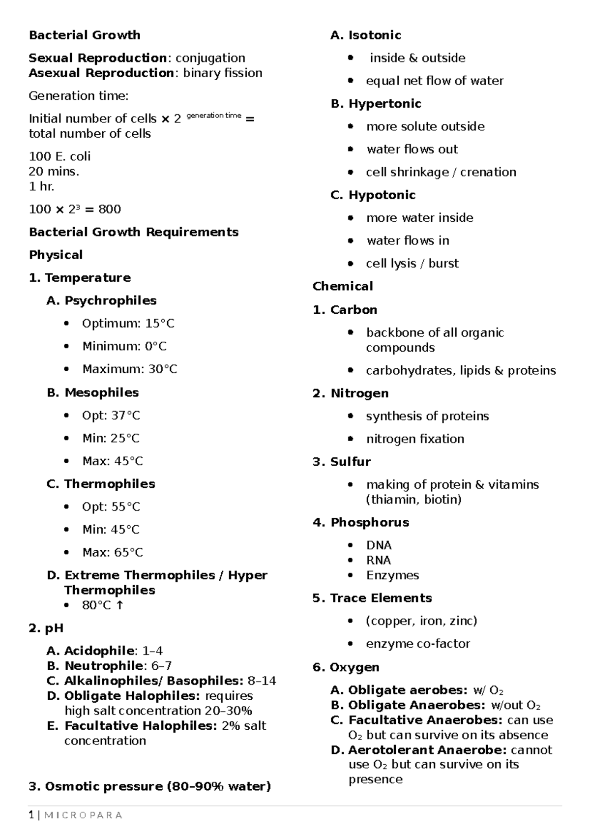 Micropara 4: Bacterial Growth & Reproduction Mechanisms - Studocu