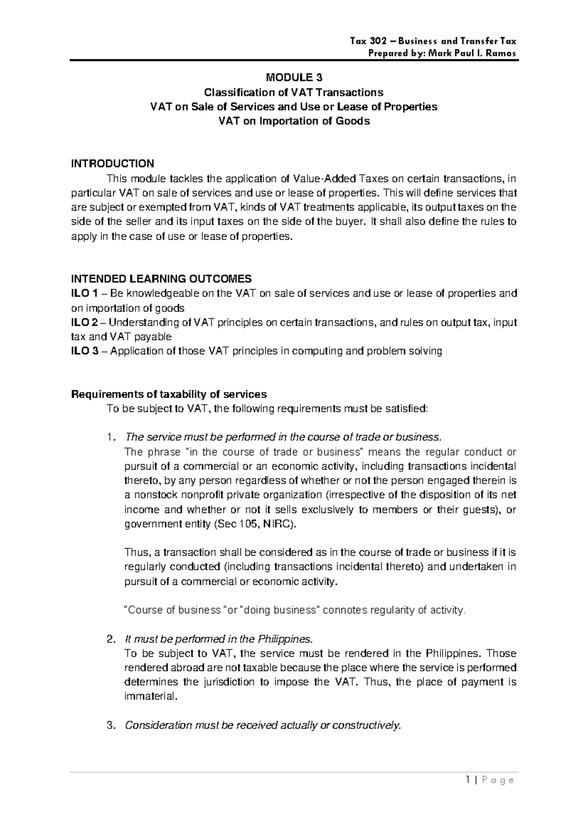 Module 3 - Comprehensive Guide to VAT on Transactions - Studocu