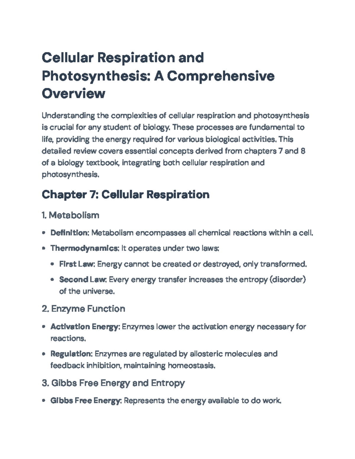Biology 101: Overview of Cellular Respiration & Photosynthesis Notes ...