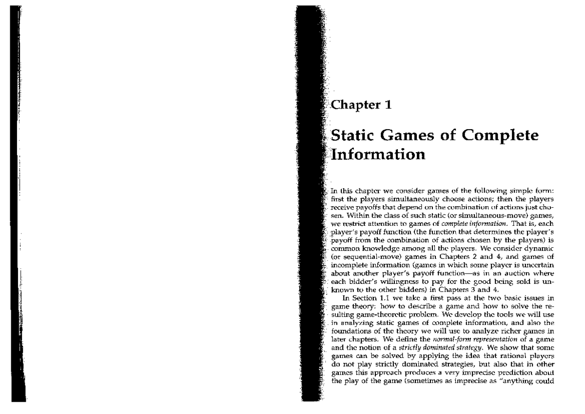 Chapter 1: Static Games of Complete Information - Basic Theory and ...