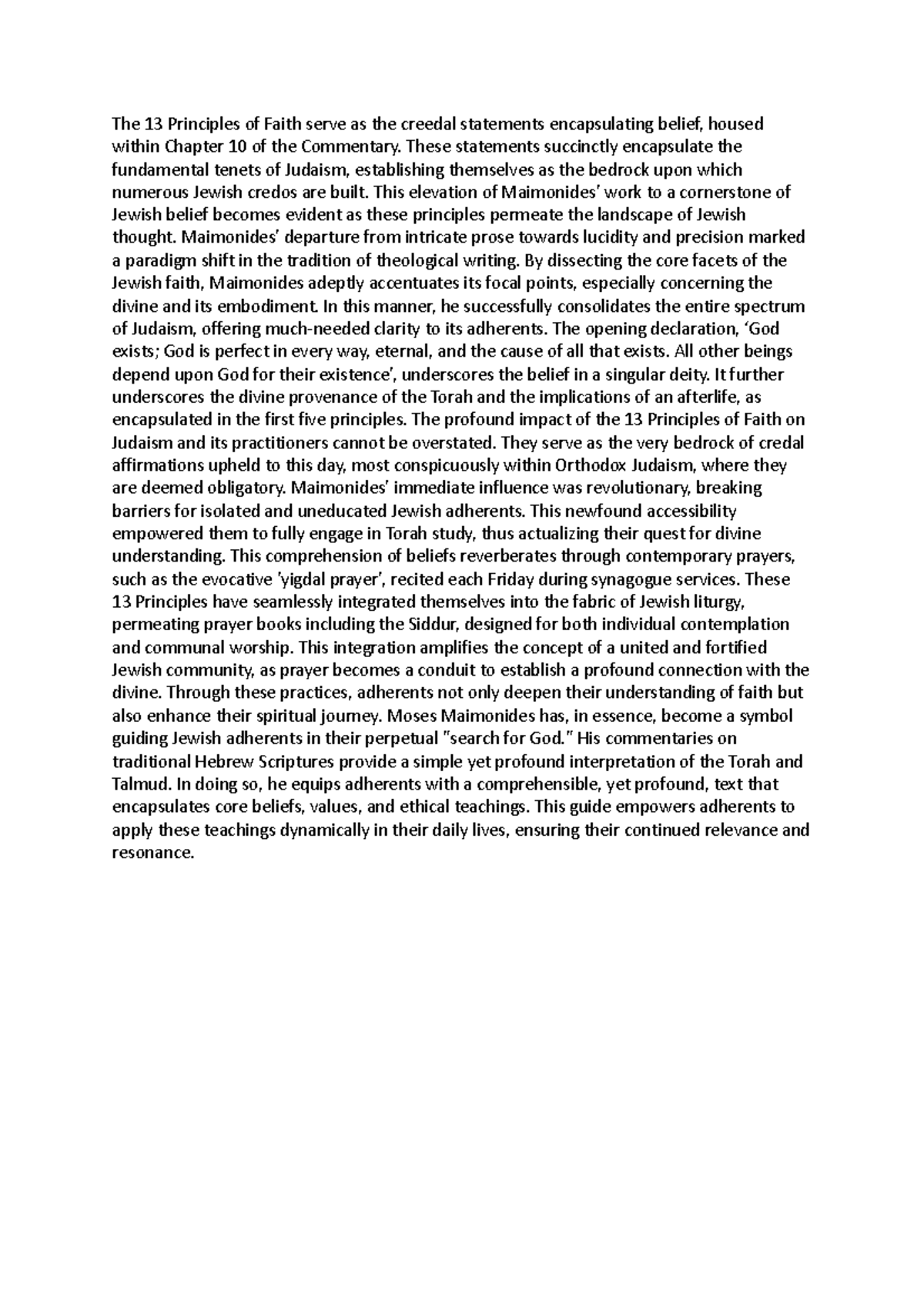MM COM paragraph - The 13 Principles of Faith serve as the creedal ...