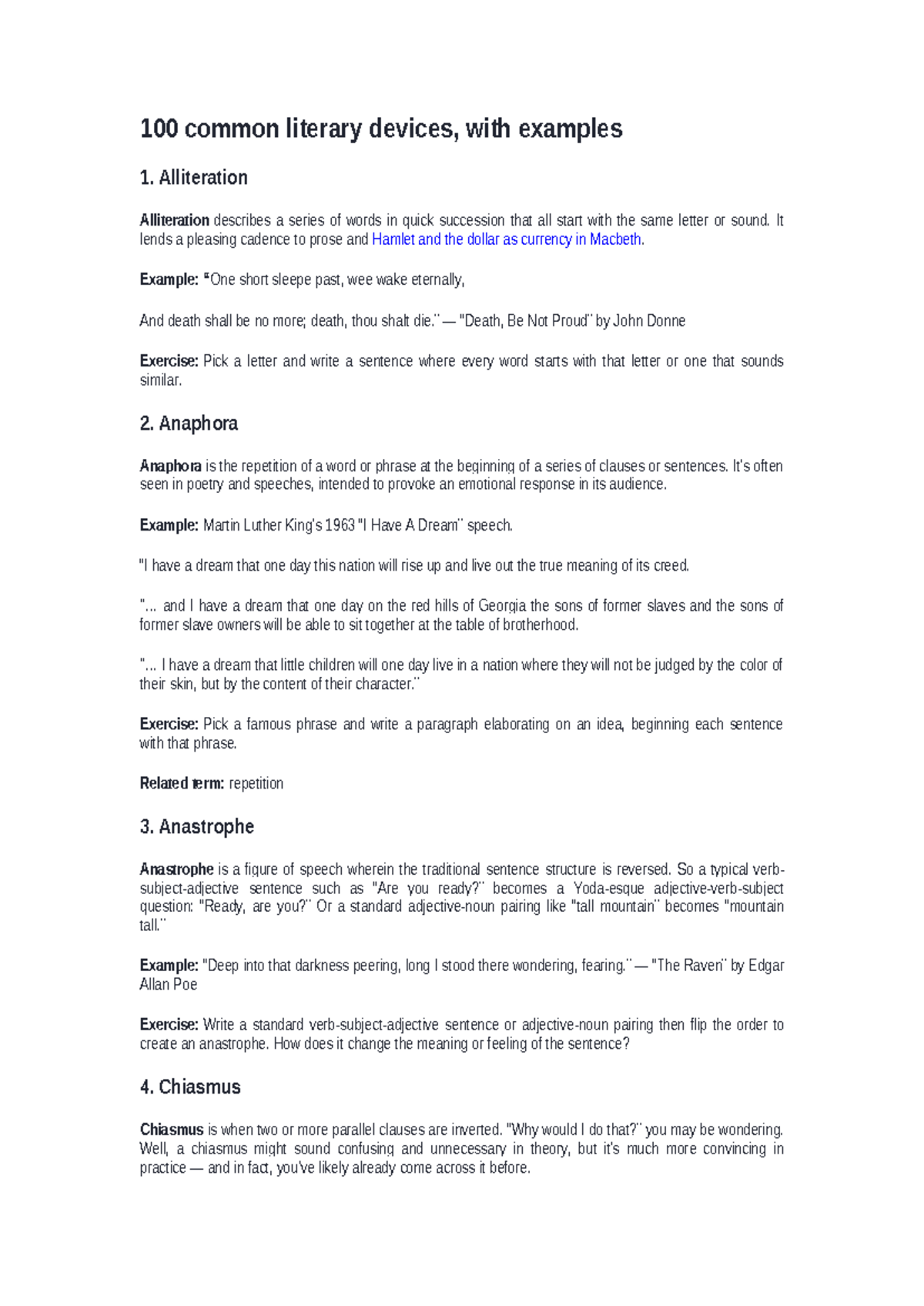 Literary Devices Overview - ENG 101 Notes - Studocu