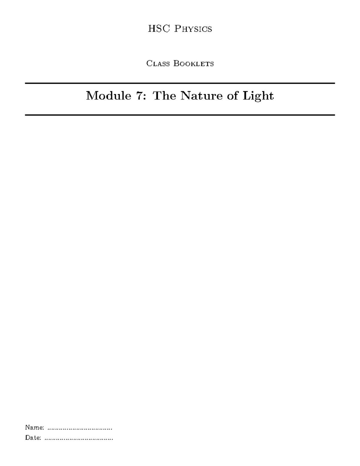 HSC Physics Module 7: The Nature of Light Study Notes - Studocu