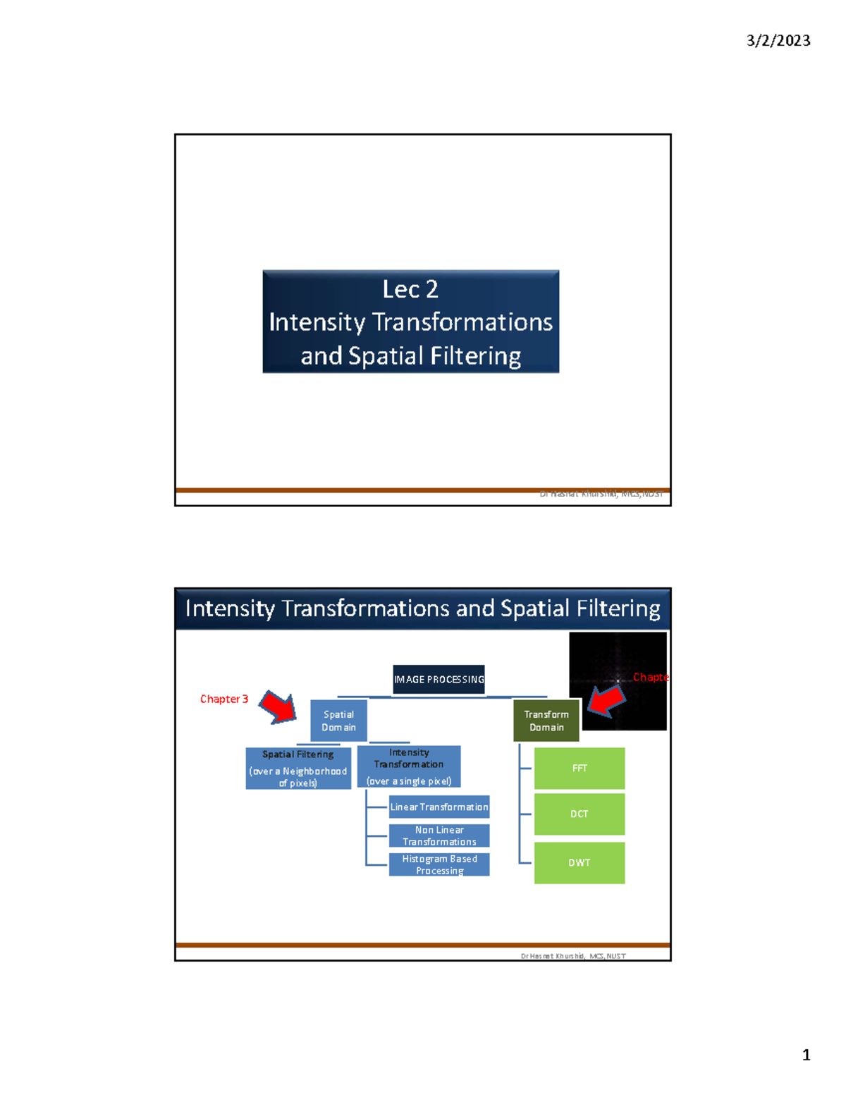 Lec 2: Image Intensity Transformations and Spatial Filtering - Studocu