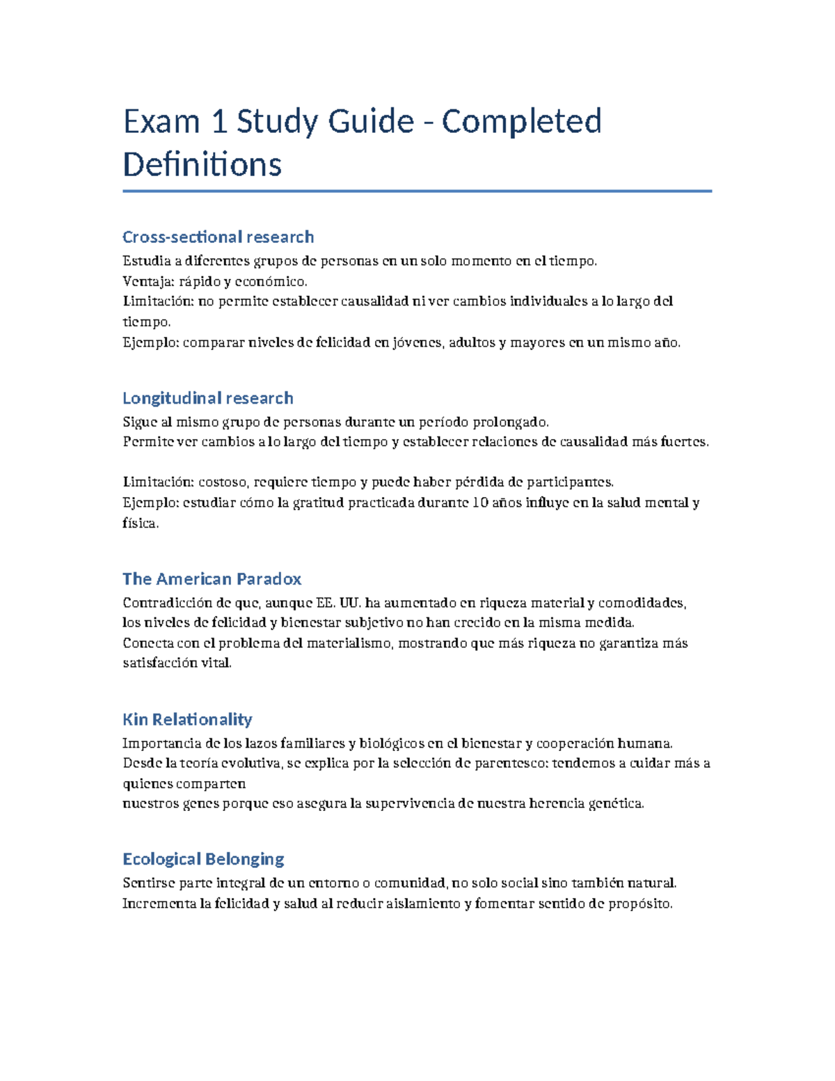 Exam 1 Study Guide: Research Methods & Key Concepts - Studocu