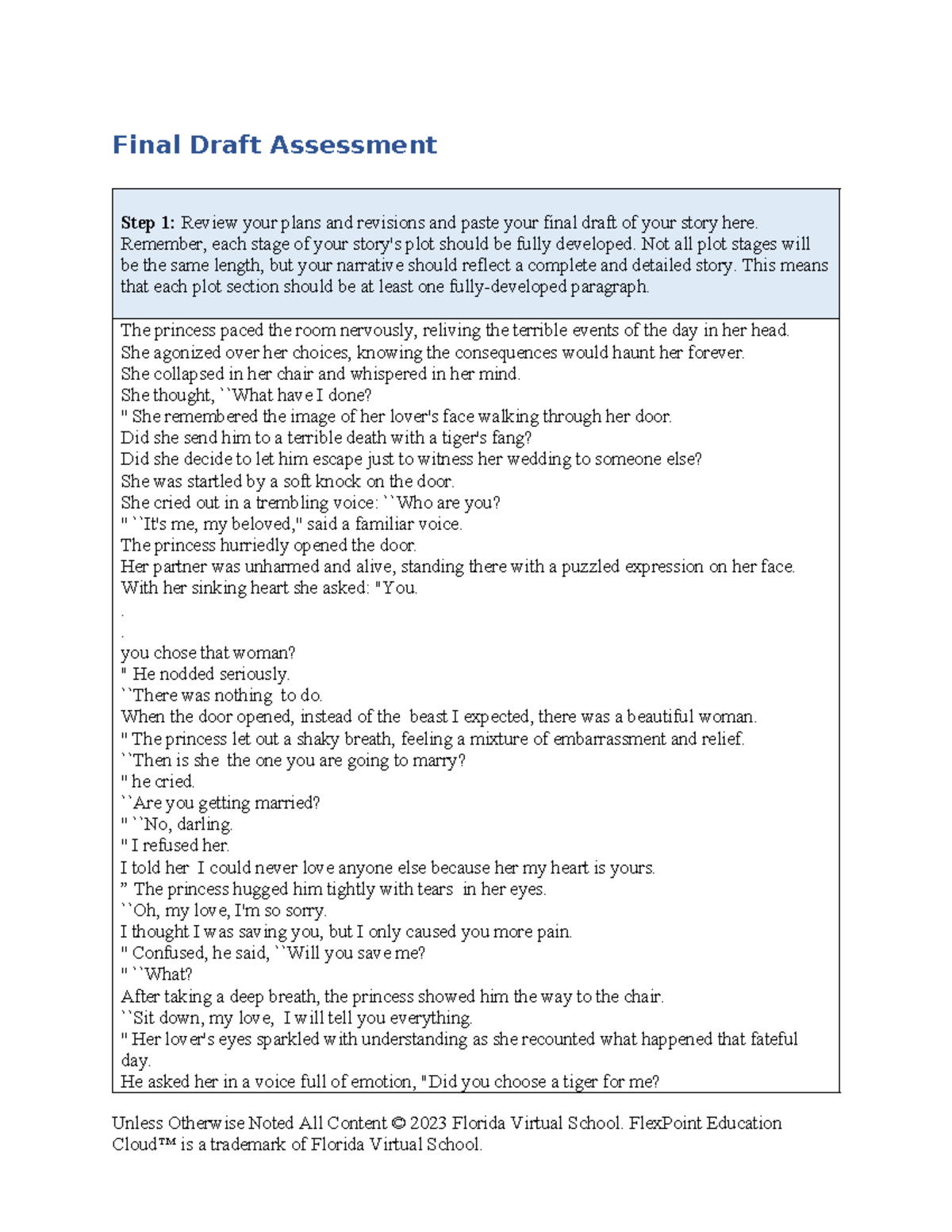 06 05 Final Draft Assessment: Narrative Techniques & Emotional Tension ...