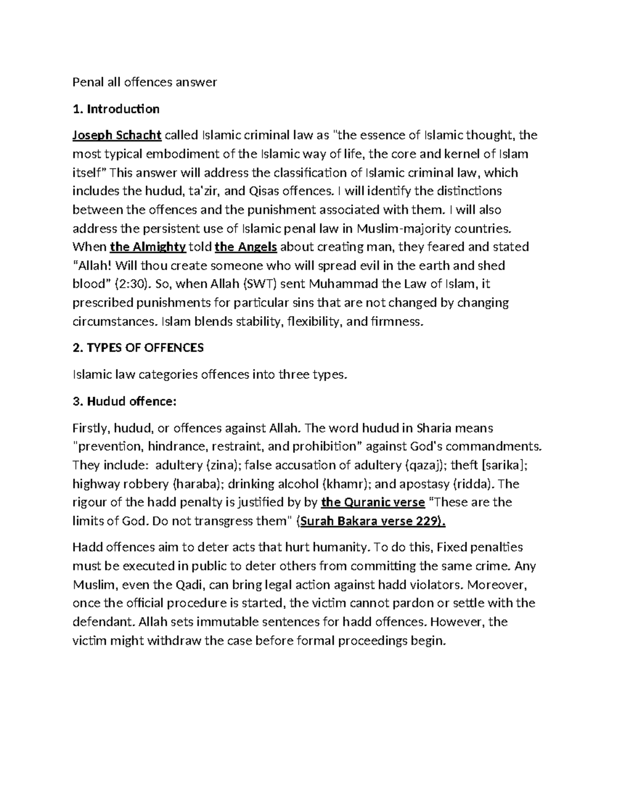 Islamic Criminal Law: Classification of Hudud, Qisas, and Tazir ...