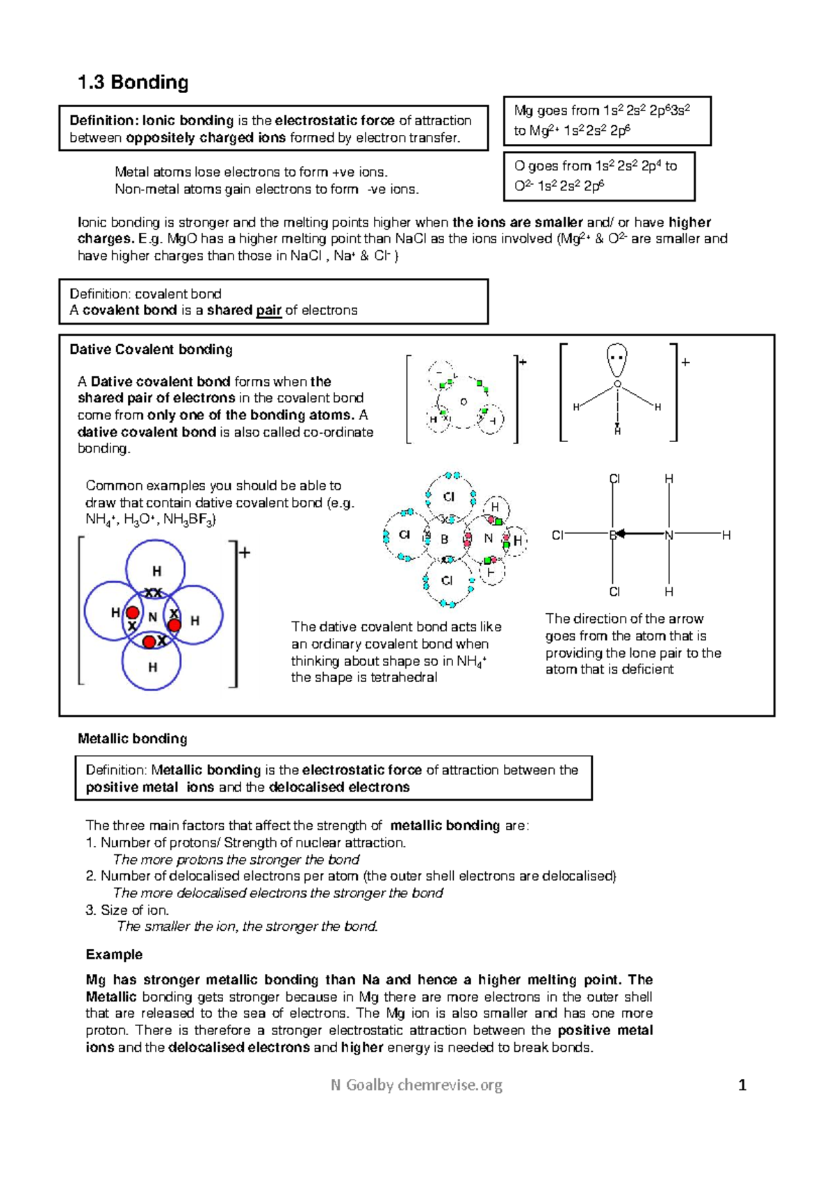 AQA 1.3 Revision Guide: Bonding Types and Properties Explained - Studocu
