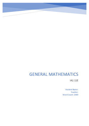 General Maths - Grade: 11 - Queensland Certificate of Education - Studocu