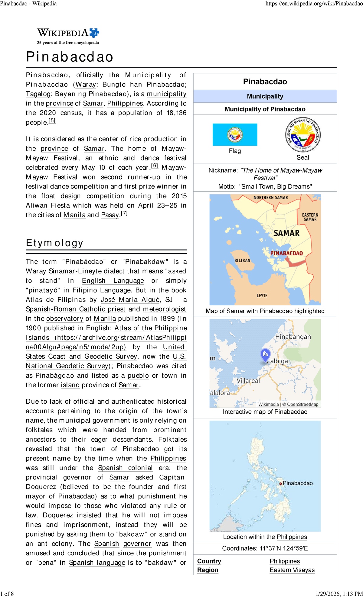 Pinabacdao Municipality Overview: History, Culture, and Geography - Studocu