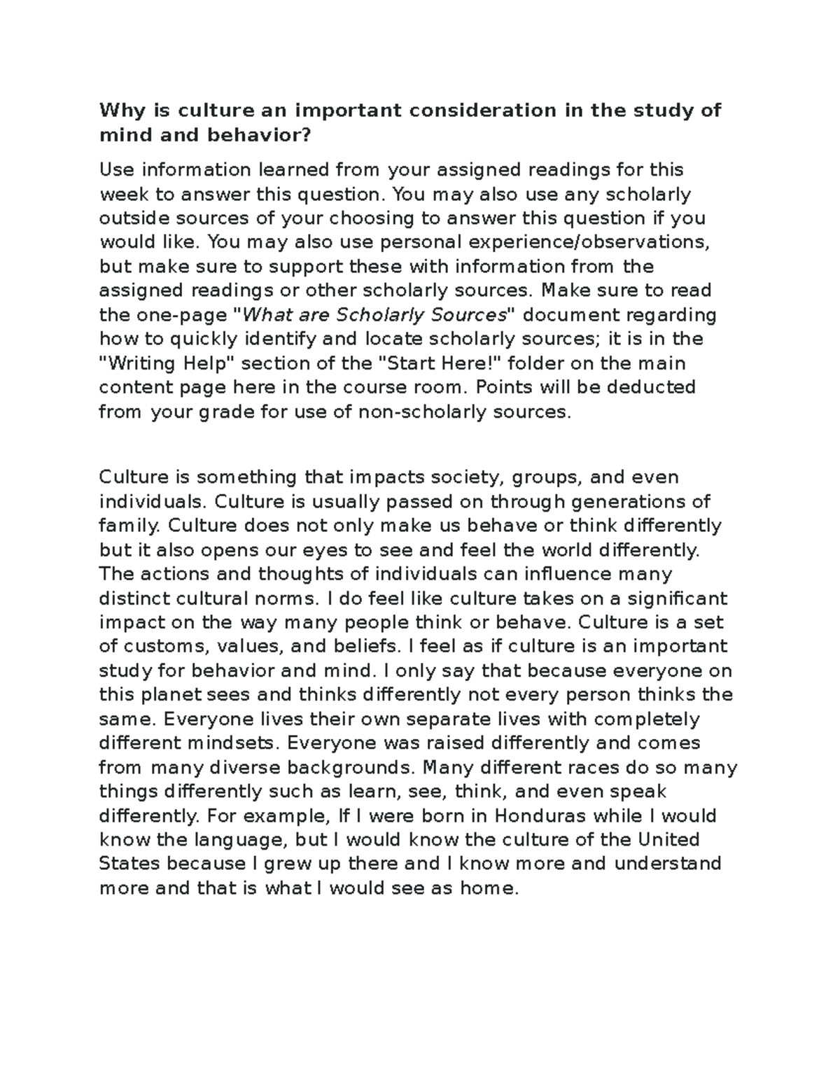 Introduction to psychology - Why is culture an important consideration ...