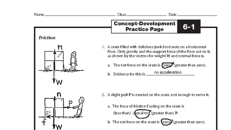 Concept Development 6: Friction Practice Problems for Physics Class - Studocu