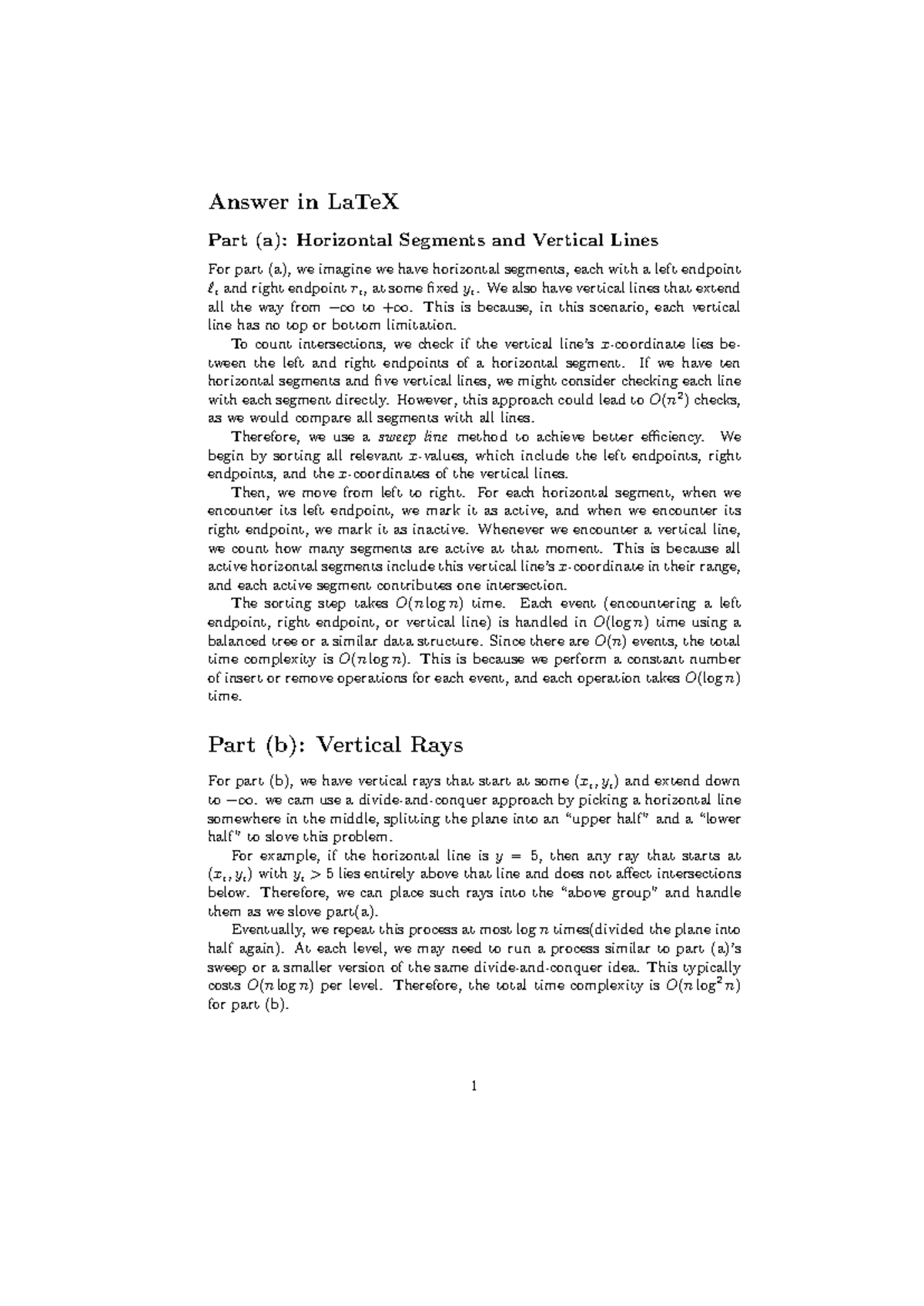 Line - tutorial work - Answer in LaTeX Part (a): Horizontal Segments ...