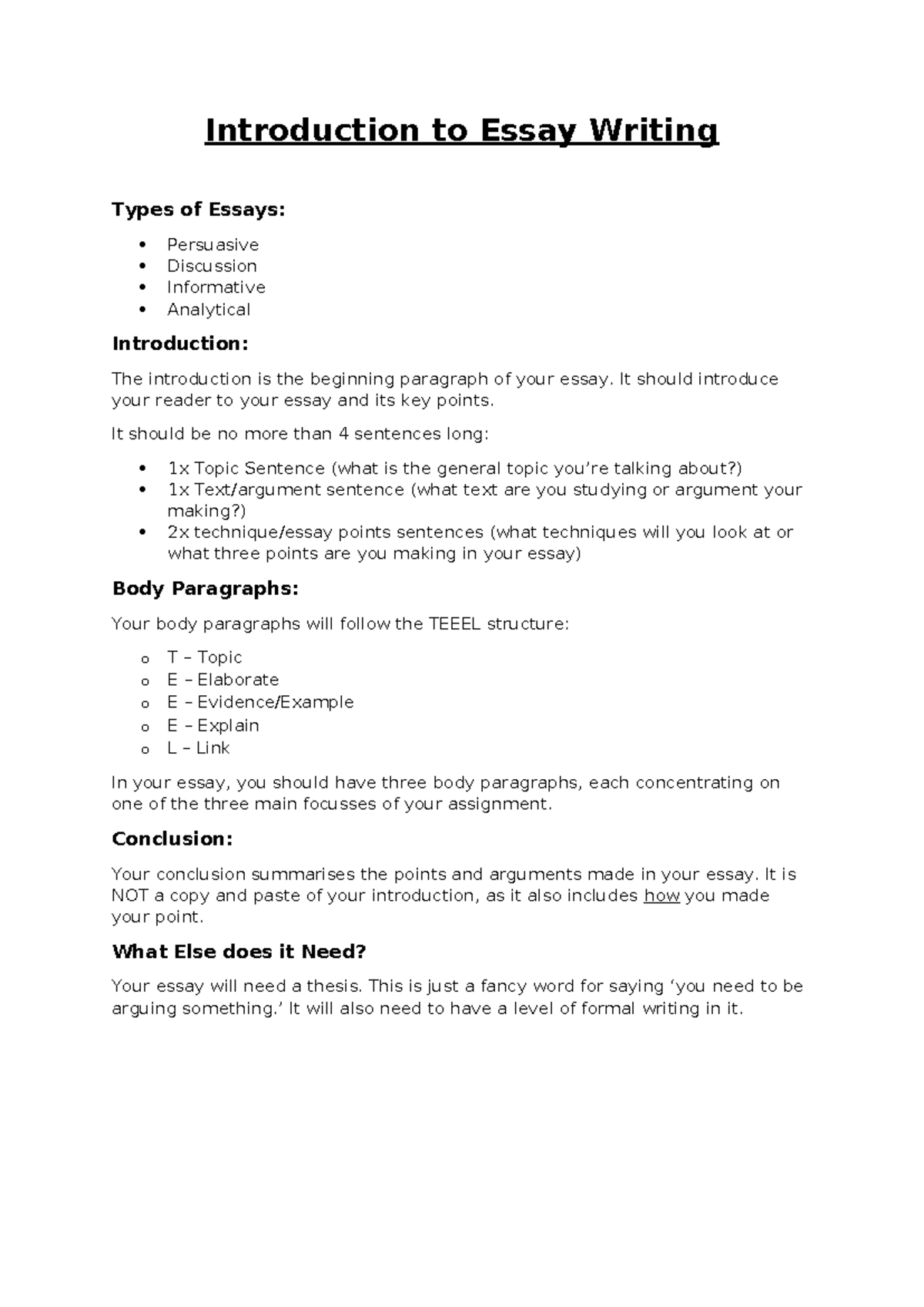 Essay Writing Guide-Tips - Introduction to Essay Writing Types of ...