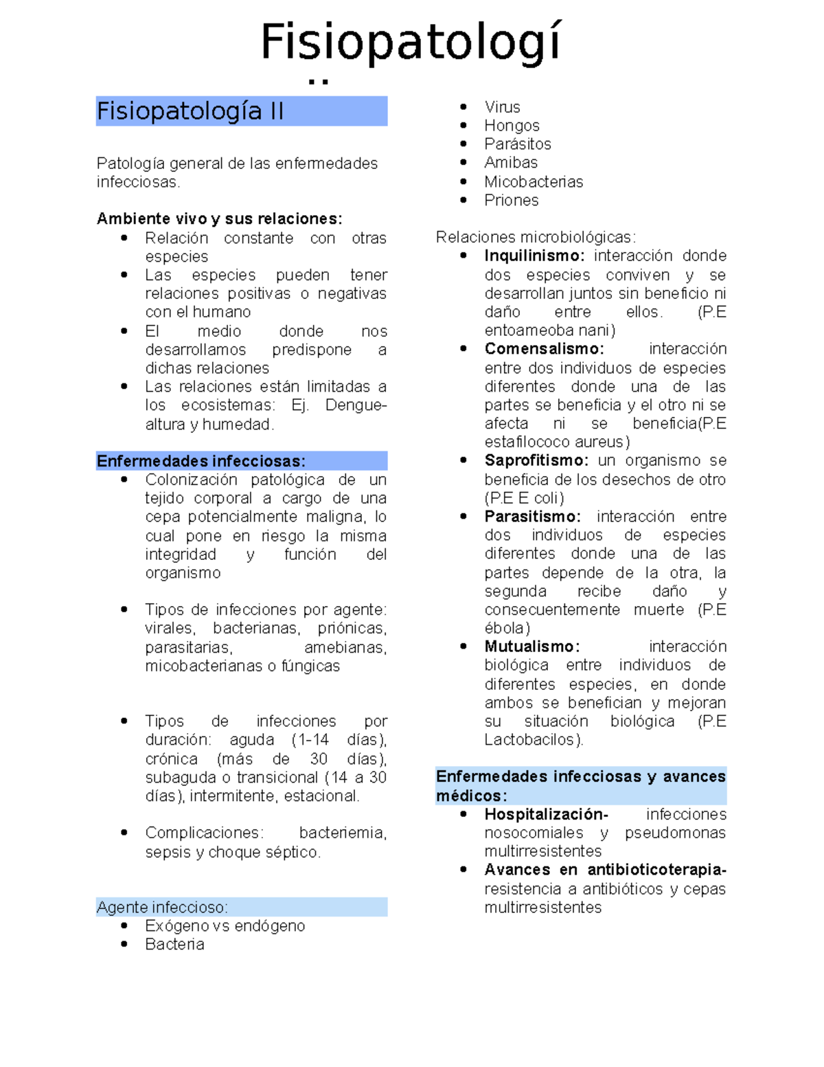 Fisiopatología II: Patología General de Enfermedades Infecciosas y ...