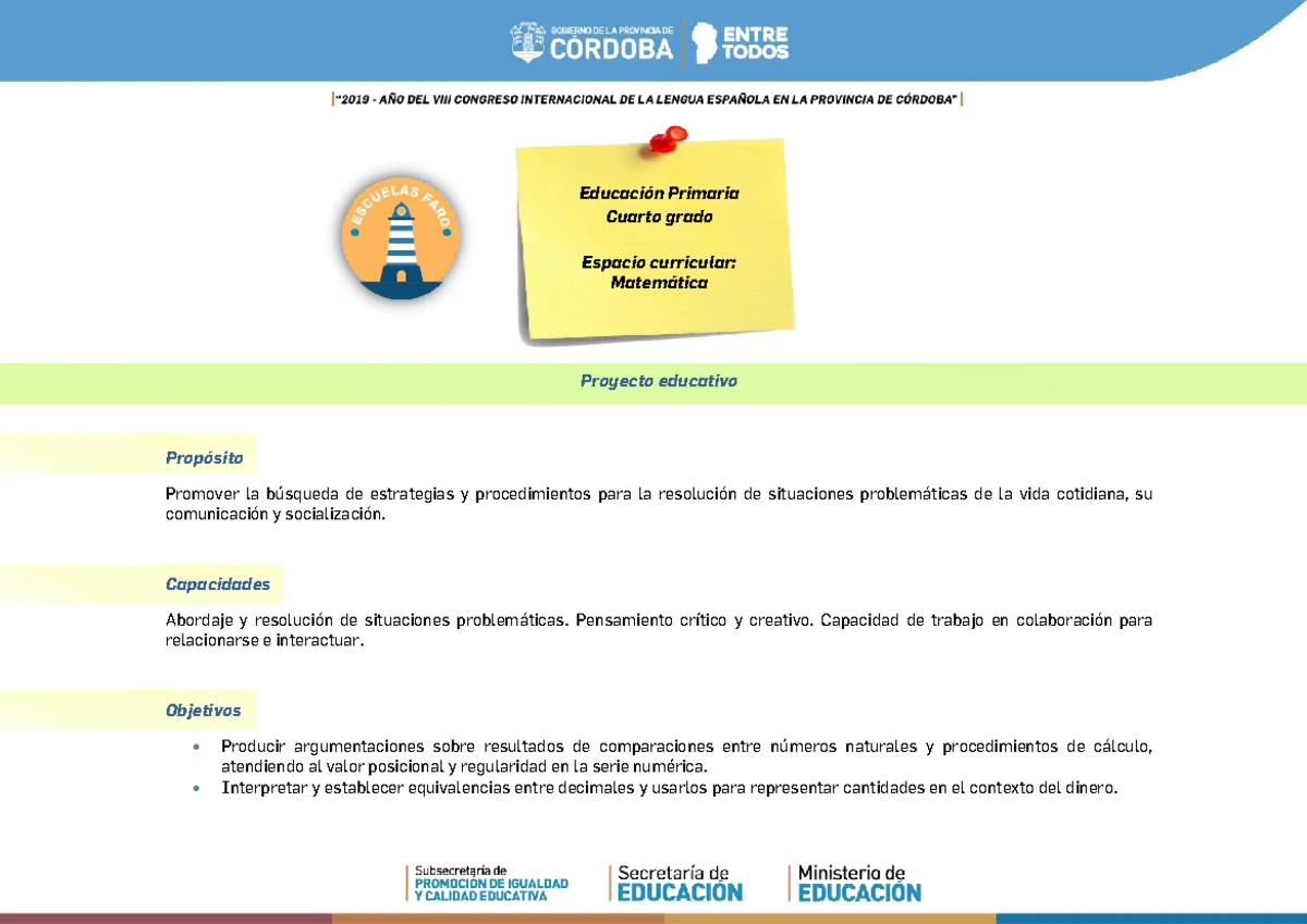 Diagnóstico de Matemática 4º Grado: Planificación y Contenidos - Studocu