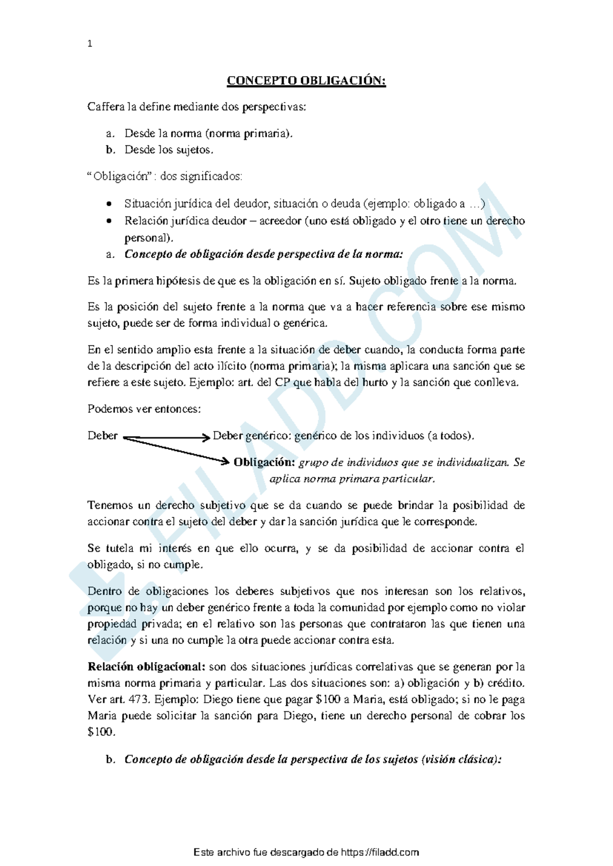 Resumen Obligaciones - Análisis de la Perspectiva de Caffera - Studocu