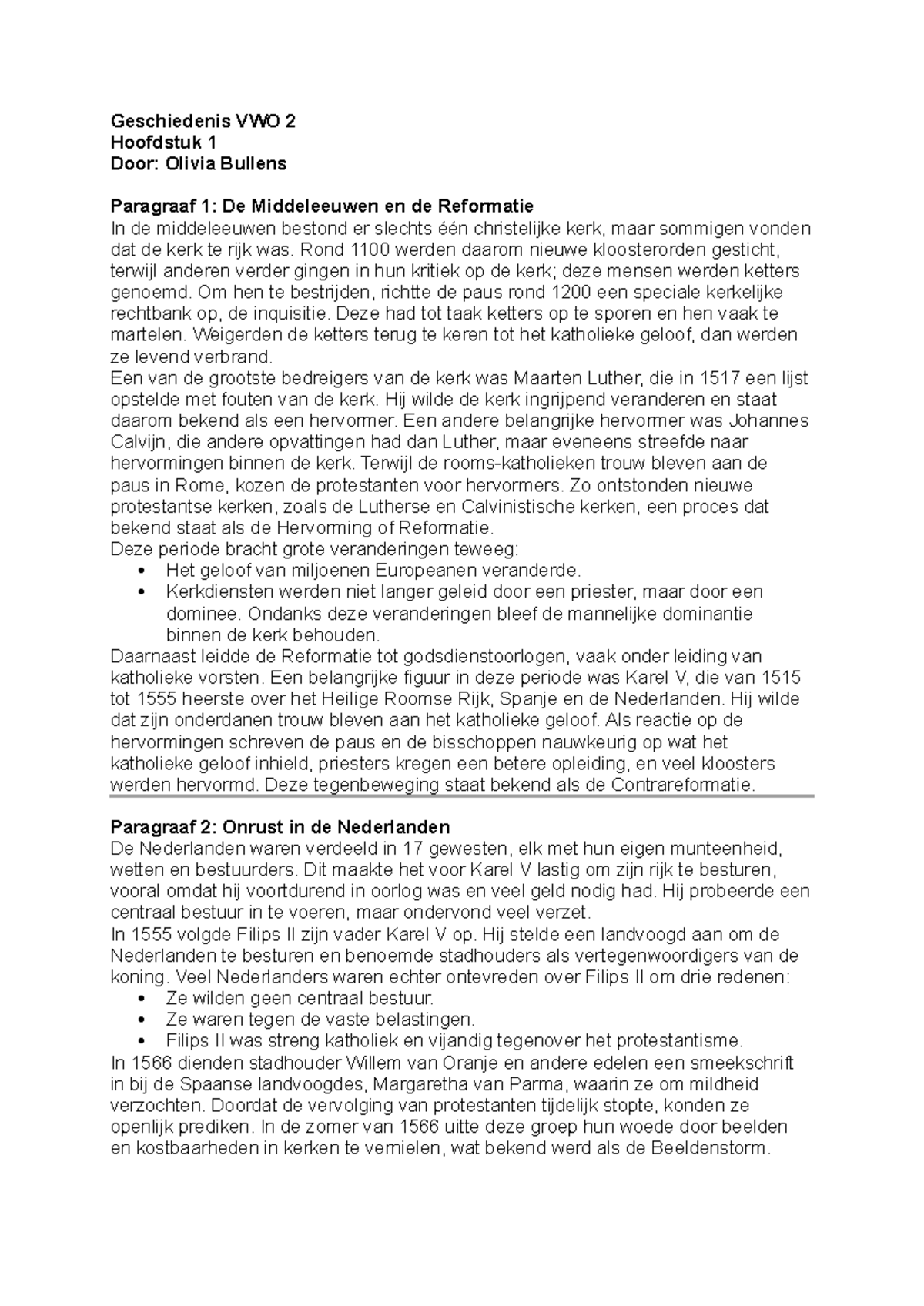 Geschiedenis VWO 2 Hoofdstuk 1: Middeleeuwen en Reformatie - Studeersnel