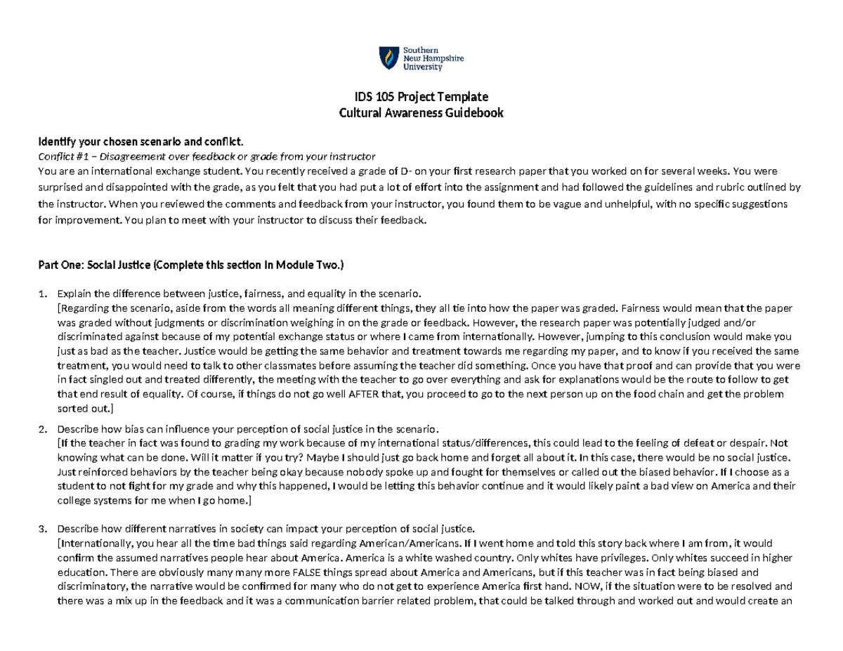 IDS 105 Project: Cultural Awareness Guidebook (Parts 1, 2 & 3) - Studocu