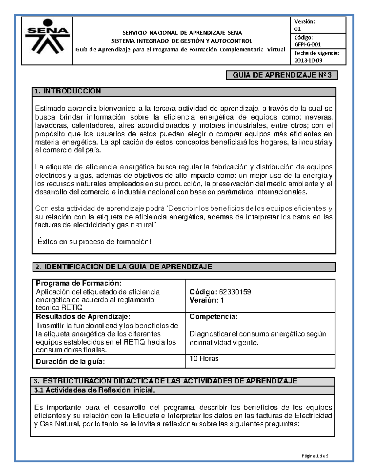 Guía de Aprendizaje 3: Eficiencia Energética y Etiquetado RETIQ ...