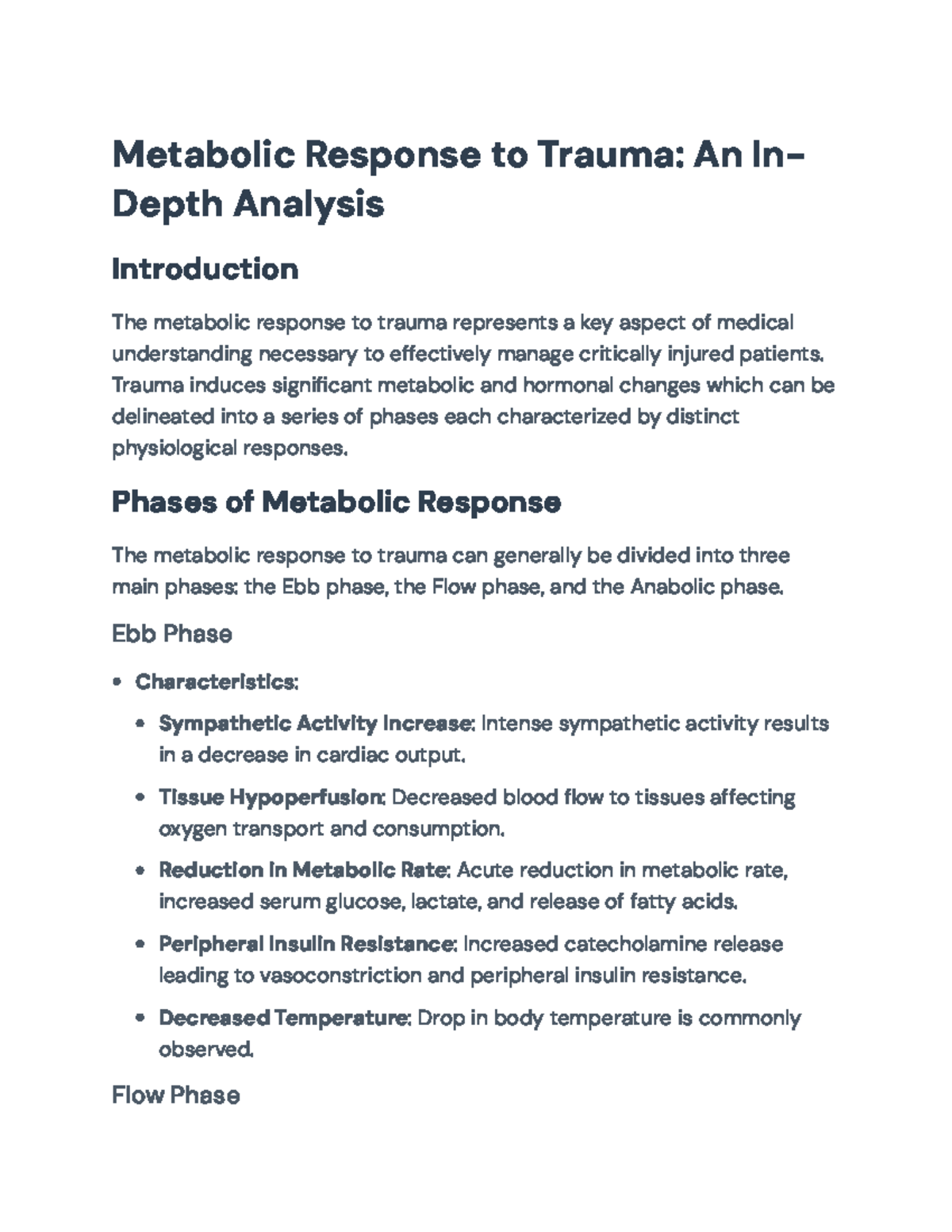 Metabolic Response to Trauma: Phases and Hormonal Management Insights ...