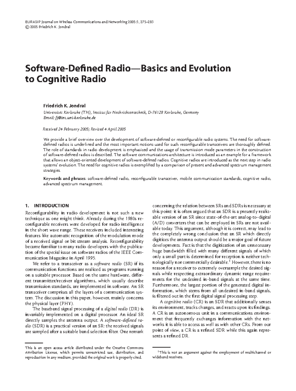 Cognitive Radio Evolution: Insights and Standards in Wireless Tech ...