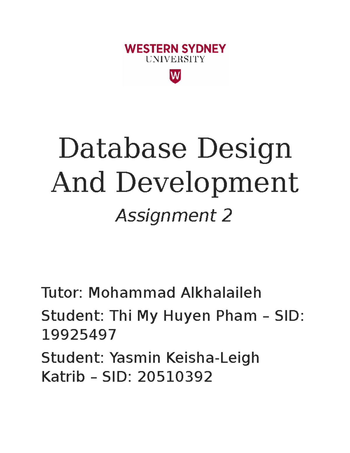 Database Design & Development Assignment 2: ER Modeling & SQL Queries - Studocu