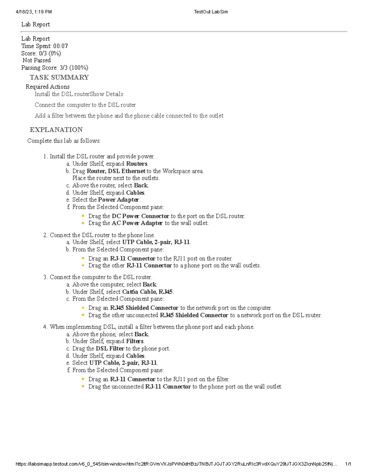 Lab Report: 10.2.4 Connecting to a DSL Network Simulation - Studocu