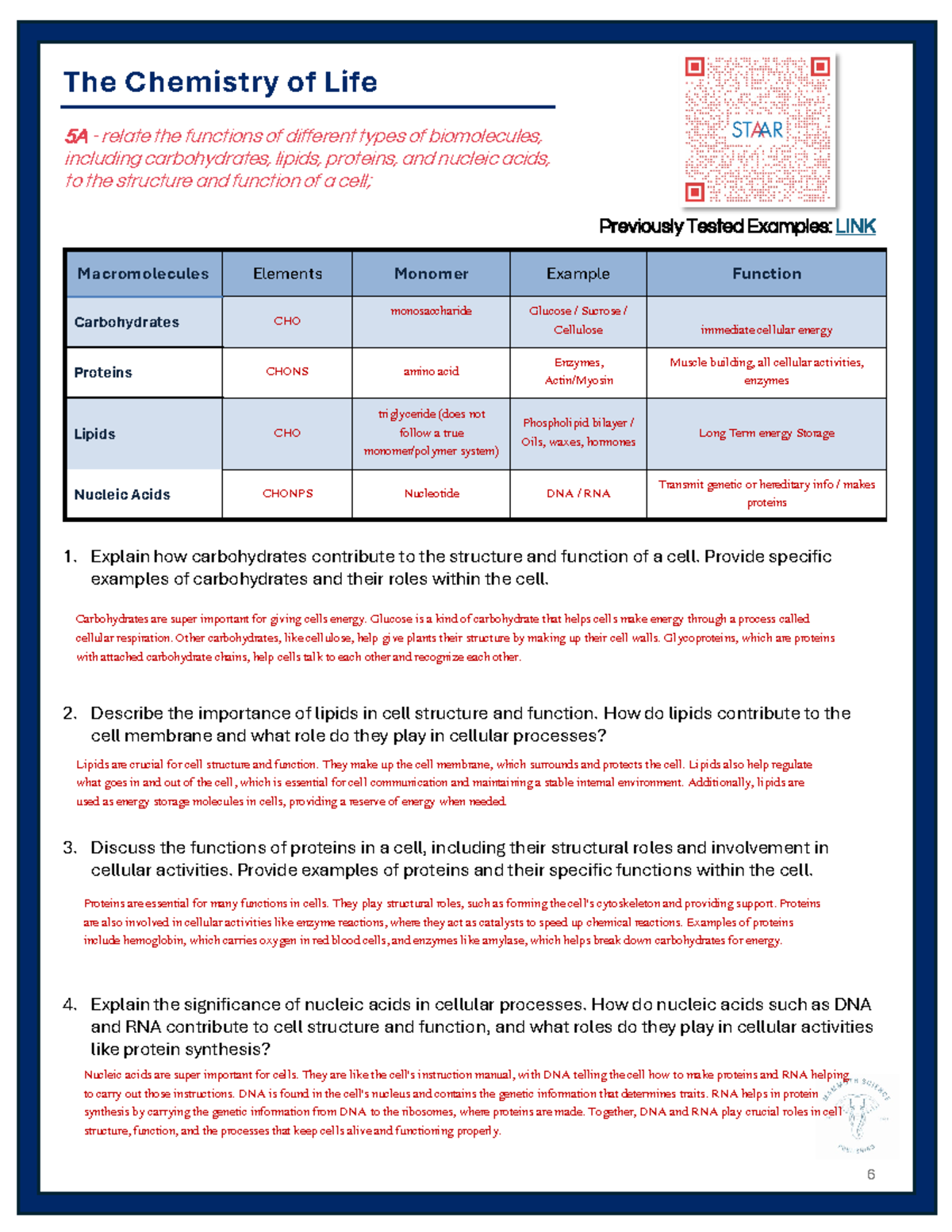 Biomolecules & Cell Transport Review (BIO101: Final Exam Key) - Studocu