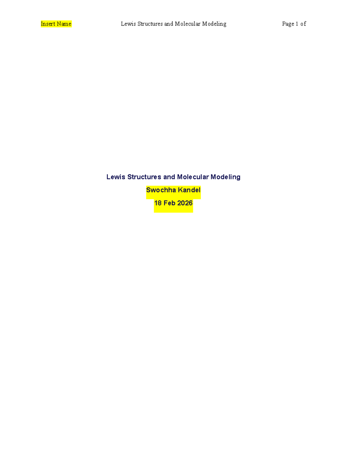 CHM 113 Lab 6: Lewis Structures & Molecular Modeling Guide - Studocu