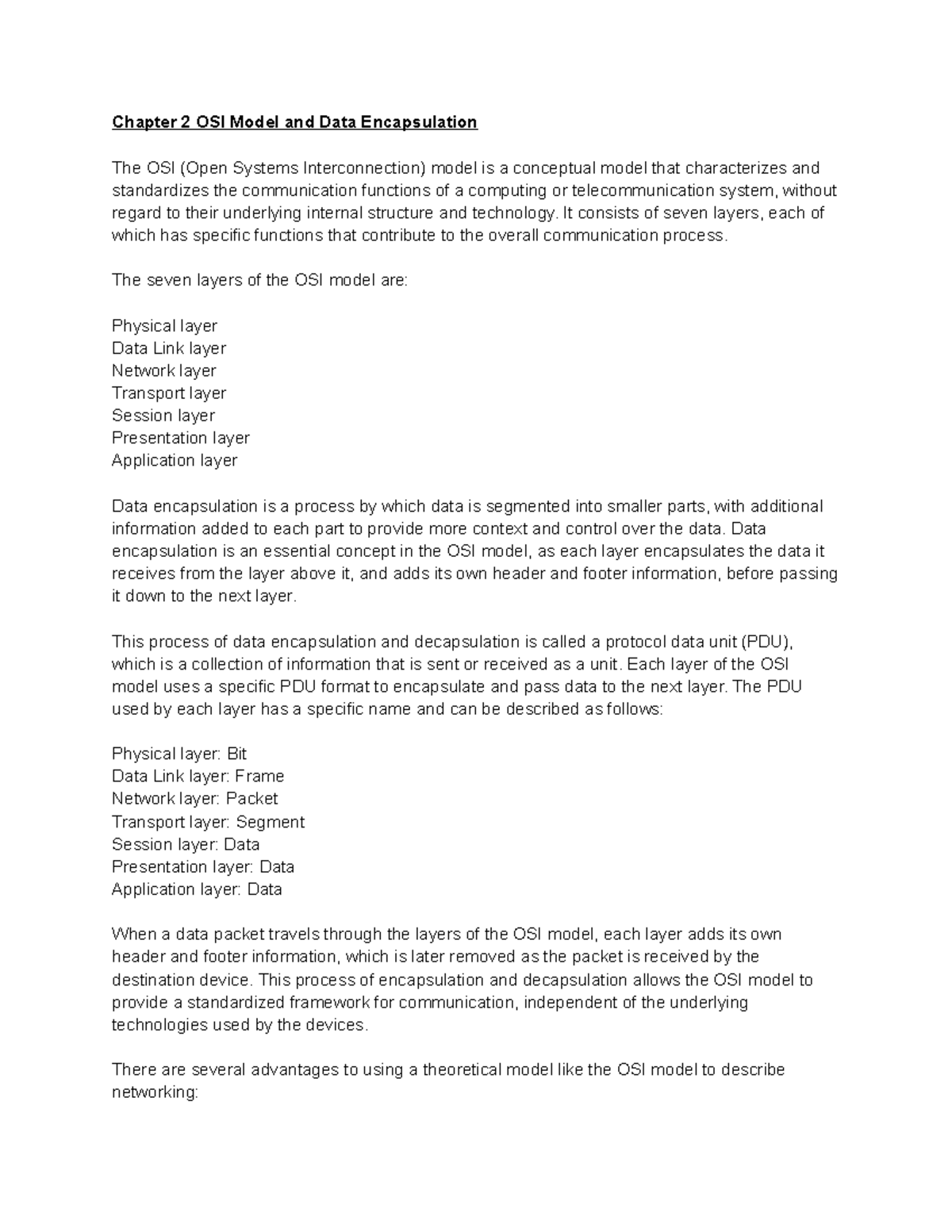 Chapter 2 Osi Model And Data Encapsulation Chapter 2 Osi Model And Data Encapsulation The Osi